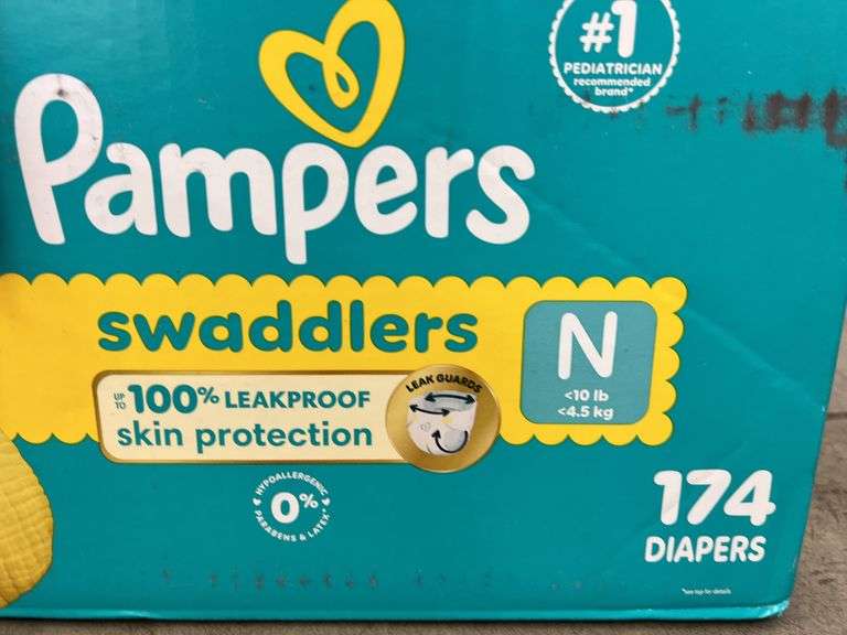 BOX OF PAMPERS DIAPERS - SIZE N - Earl's Auction Company