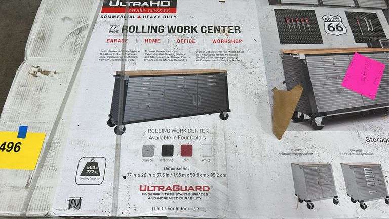 SEVILLE CLASSICS 77" ROLLING WORK CENTER IN BOXES - Earl's Auction Company