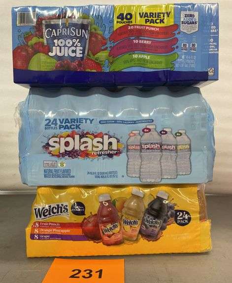 (3) PACKS OF DRINKS - CAPRI SUN, SPLASH & WELCHS - Earl's Auction Company