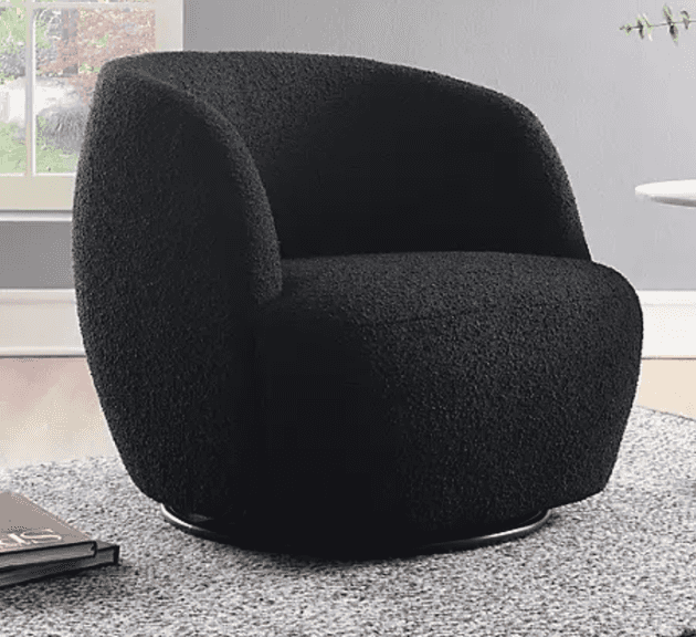 ABBYSON LIVING FABRIC SWIVEL CHAIR IN BOX - BLACK - Earl's Auction Company