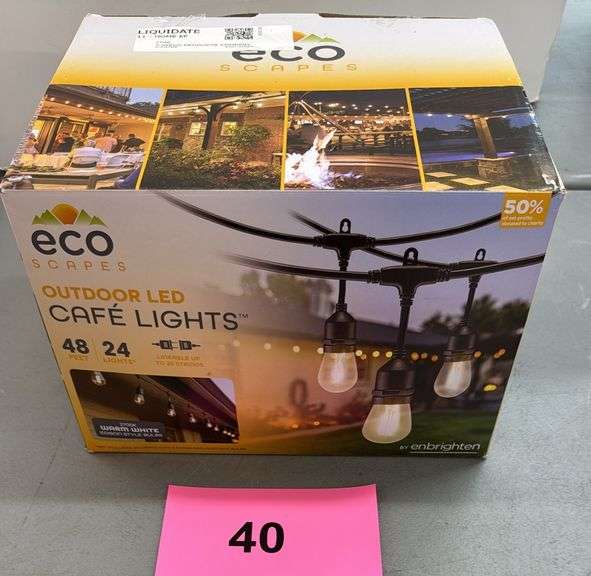 ECO SCAPES OUTDOOR CAFE LIGHTS IN BOX - Earl's Auction Company