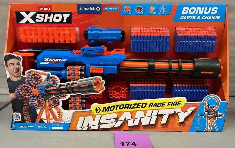 KIDS ZURU XSHOT MOTORIZED RAGE FIRE INSANITY GUN SET - Earl's Auction ...