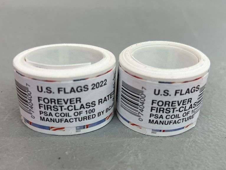 (2) ROLLS OF U.S. FLAGS 2022 FOREVER STAMPS - Earl's Auction Company