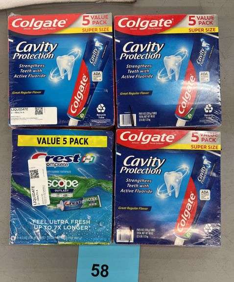 (4) PACKS OF TOOTHPASTE - COLGATE & CREST - Earl's Auction Company