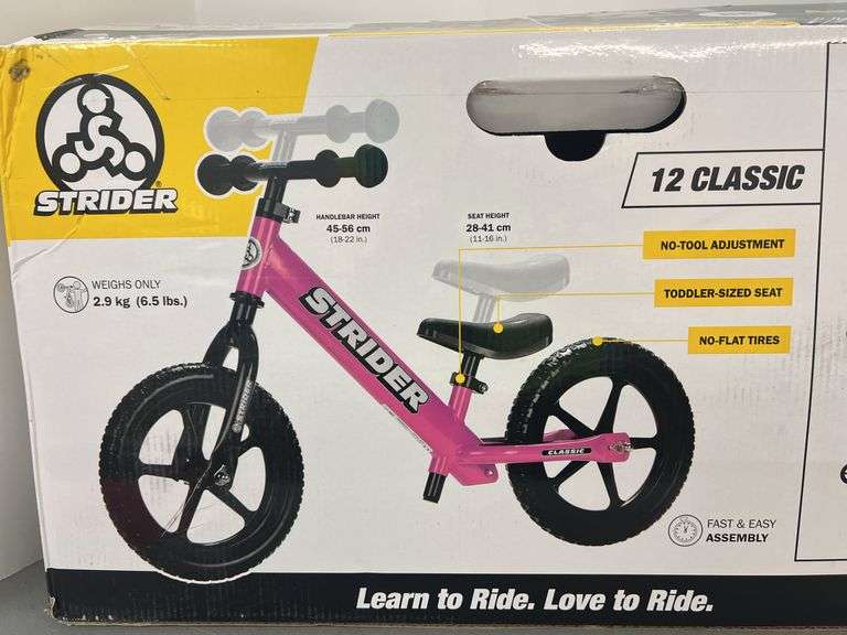 KIDS STRIDER 12" BALANCE BIKE IN BOX - PINK - Earl's Auction Company