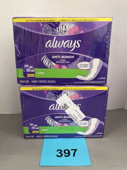 (2) BOXES OF ALWAYS LINERS - Earl's Auction Company