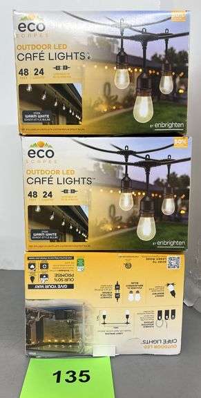 (3) BOXES OF ECO SCAPES OUTDOOR LED CAFE LIGHTS - Earl's Auction Company
