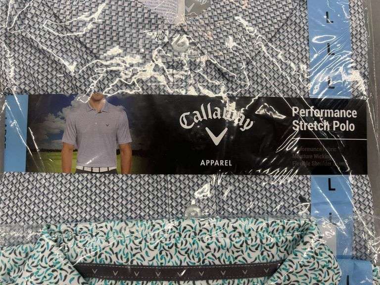 (2) MENS CALLAWAY PERFORMANCE STRETCH POLOS - SIZE L - Earl's Auction ...