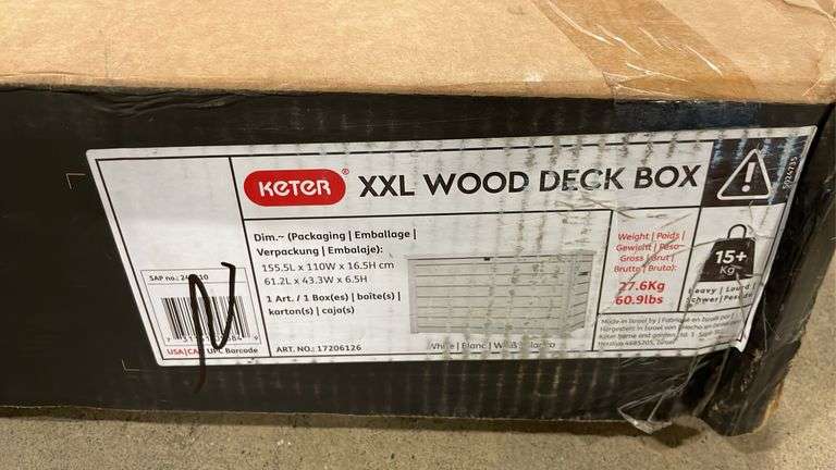 KETER XXL WOOD DECK BOX IN BOX - WHITE - Earl's Auction Company