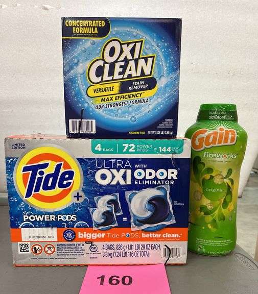 3PC LAUNDRY LOT - TIDE, OXI CLEAN & GAIN - Earl's Auction Company