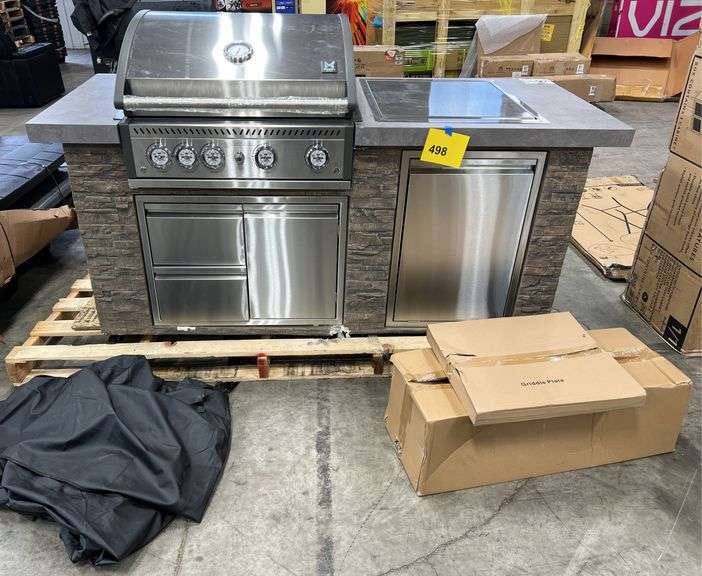 78" 4 BURNER RUSTIC LEDGE ISLAND GRILL - Earl's Auction Company