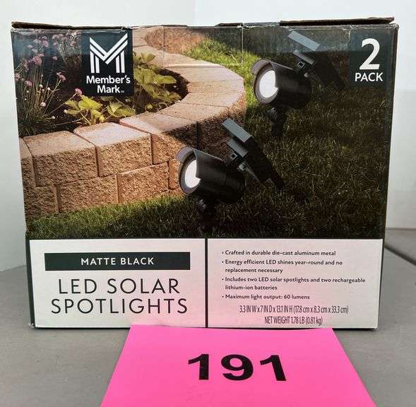 2PC LED SOLAR SPOTLIGHTS IN BOX - MATTE BLACK - Earl's Auction Company
