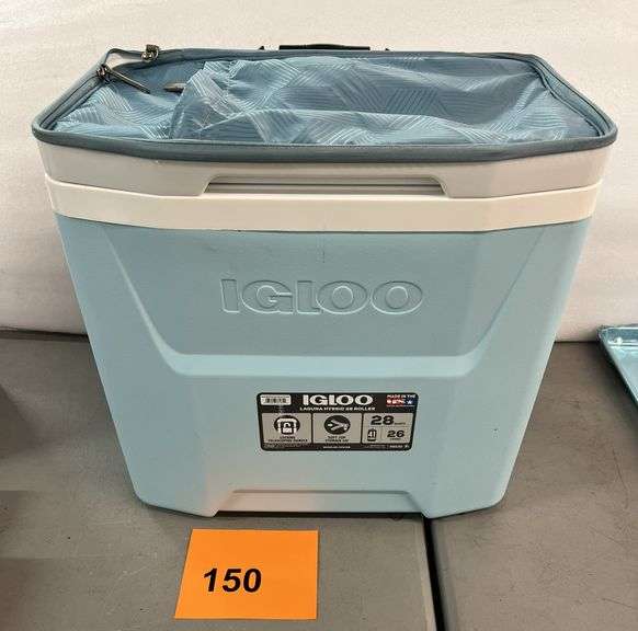 IGLOO 28QT LAGUNA HYBRID 28 ROLLER COOLER - BLUE - Earl's Auction Company