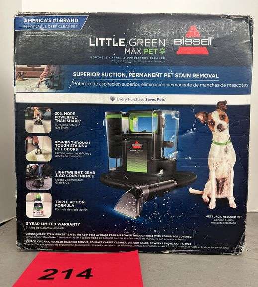 BISSELL LITTLE GREEN MAX PET CARPET CLEANER IN BOX - Earl's Auction Company