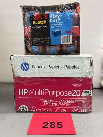 BOX OF HP MULTIPURPOSE PRINTER PAPER & PACK OF PACKING TAPE - Earl's ...