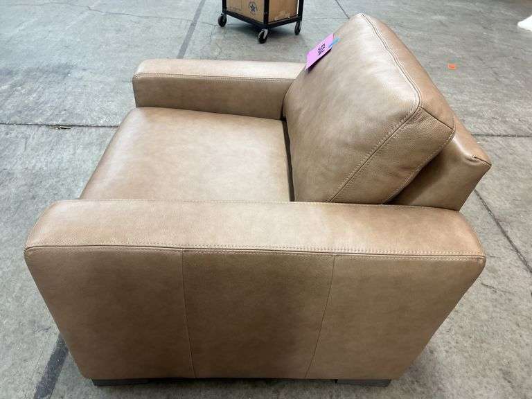 HARRISON LEATHER ACCENT CHAIR - BROWN - Earl's Auction Company