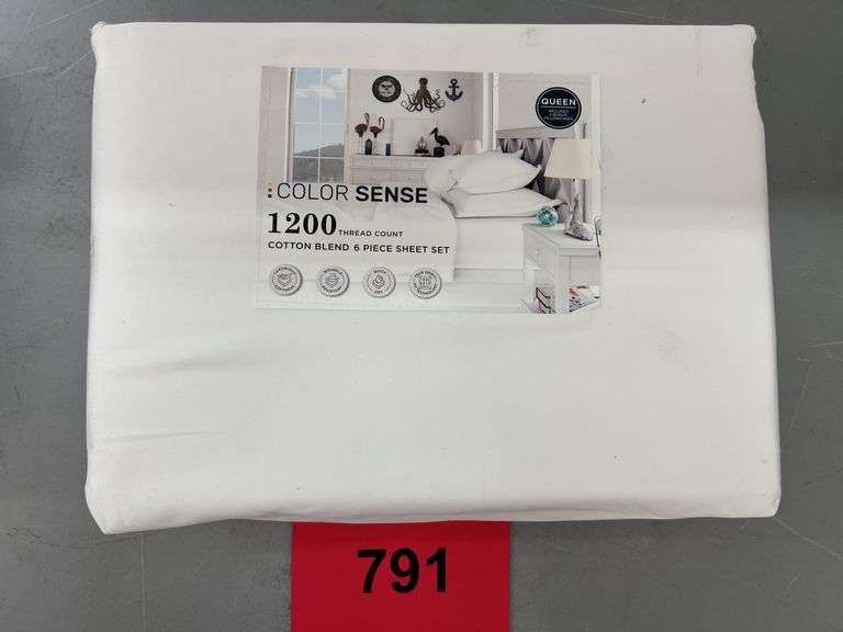 COLOR SENSE QUEEN 6PC SHEET SET - WHITE - Earl's Auction Company