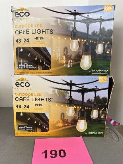 (2) BOXES OF ECO SCAPES OUTDOOR LED CAFE LIGHTS - Earl's Auction Company