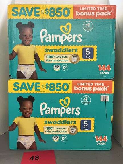 (2) BOXES OF PAMPERS DIAPERS - SIZE 5 - Earl's Auction Company