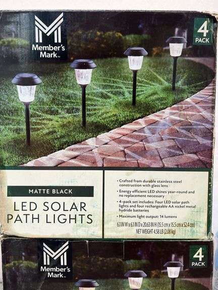 (2) 4PC LED SOLAR PATH LIGHT SETS IN BOXES - MATTE BLACK - Earl's ...