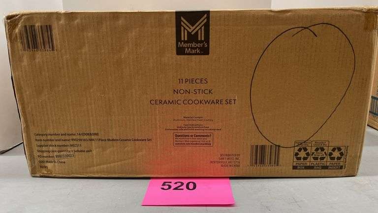 11PC CERAMIC COOKWARE SET IN BOX - RED - Earl's Auction Company
