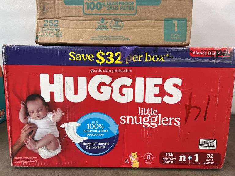 (2) BOXES OF DIAPERS - SIZES N & 1 - Earl's Auction Company
