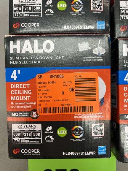 (6) HALO SLIM CANLESS DOWNLIGHTS IN BOXES - Earl's Auction Company