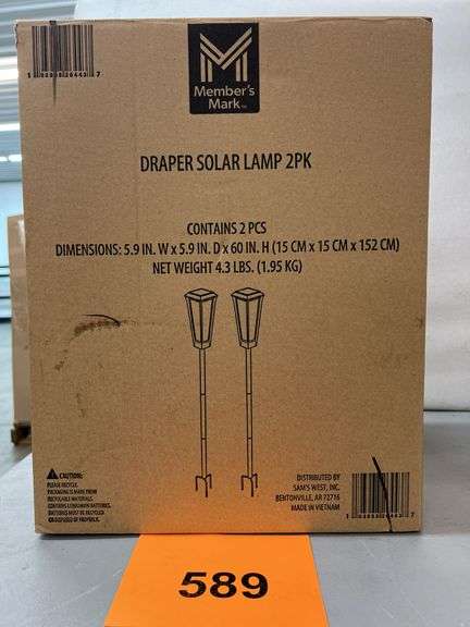 2PC DRAPER SOLAR LAMPS IN BOX - Earl's Auction Company