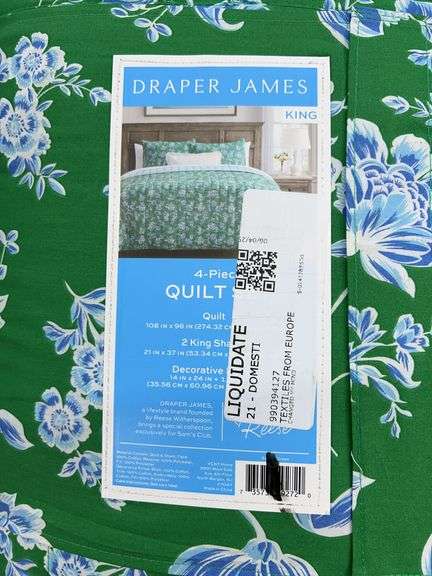 DRAPER JAMES KING 4PC QUILT SET - GREEN - Earl's Auction Company