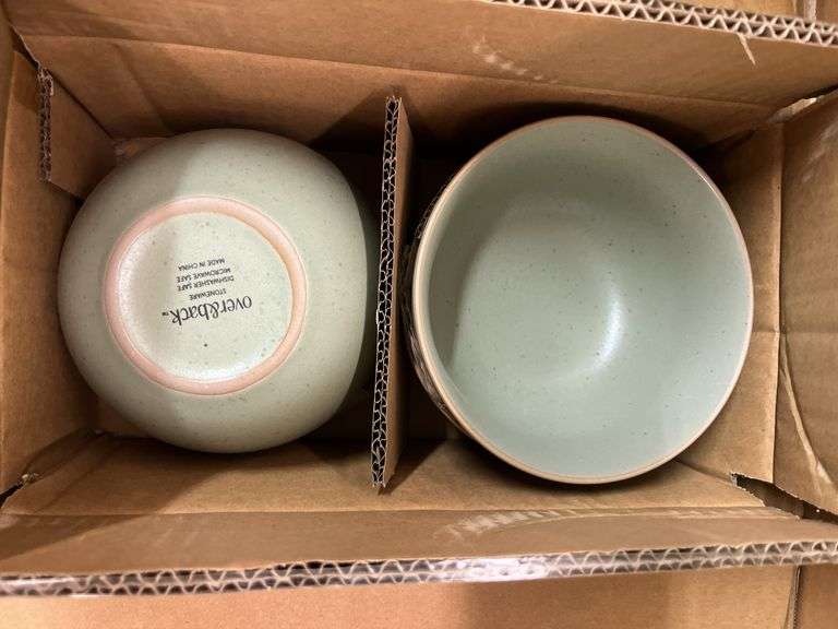OVER & BACK 16PC ARTISAN STONEWARE DINNERWARE SET IN BOX - GREEN - Earl ...