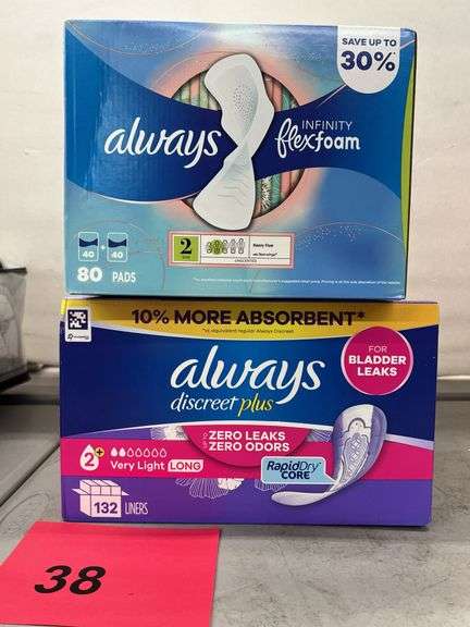 (2) BOXES OF ALWAYS PADS - Earl's Auction Company