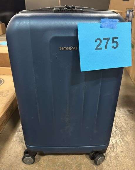 SAMSONITE HARDSHELL CARRY ON LUGGAGE - BLUE - Earl's Auction Company