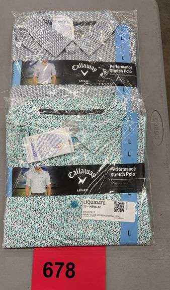 (2) MENS CALLAWAY PERFORMANCE STRETCH POLOS - SIZE L - Earl's Auction ...
