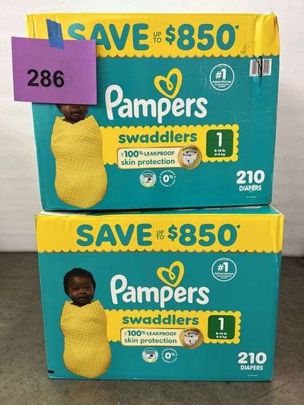 (2) BOXES OF PAMPERS DIAPERS - SIZE 1 - Earl's Auction Company