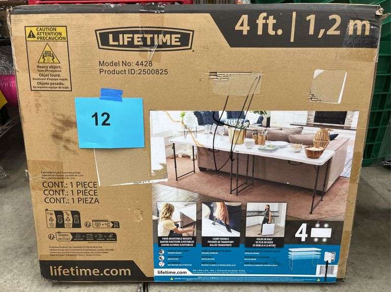 LIFETIME 4FT FOLDING TABLE IN BOX - WHITE - Earl's Auction Company