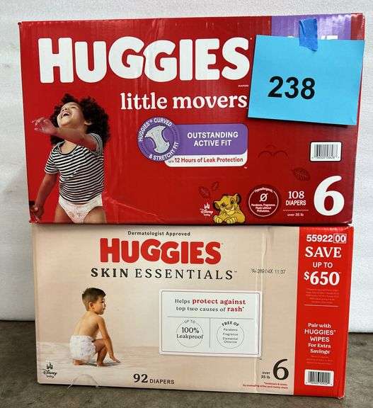 (2) BOXES OF HUGGIES DIAPERS - SIZE 6 - Earl's Auction Company