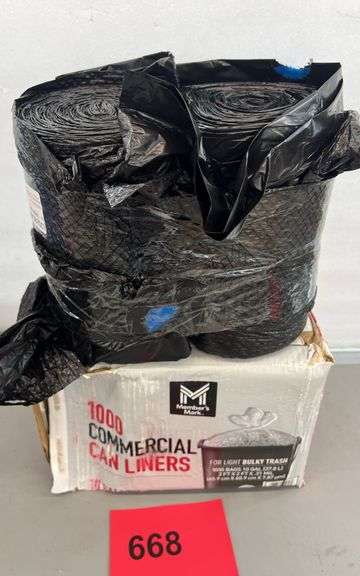 BOX OF TRASH BAGS & (2) ROLLS - Earl's Auction Company