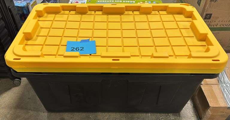 (2) 40 GAL HEAVY DUTY STORAGE TOTES W/ LIDS - BLACK & YELLOW - Earl's ...