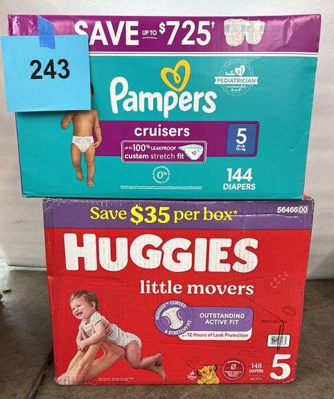 (2) BOXES OF DIAPERS - SIZE 5 - Earl's Auction Company