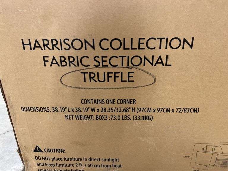 HARRISON FABRIC SECTIONAL CORNER PIECE IN BOX - TRUFFLE - Earl's ...