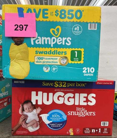 (2) BOXES OF DIAPERS - SIZES N & 1 - Earl's Auction Company