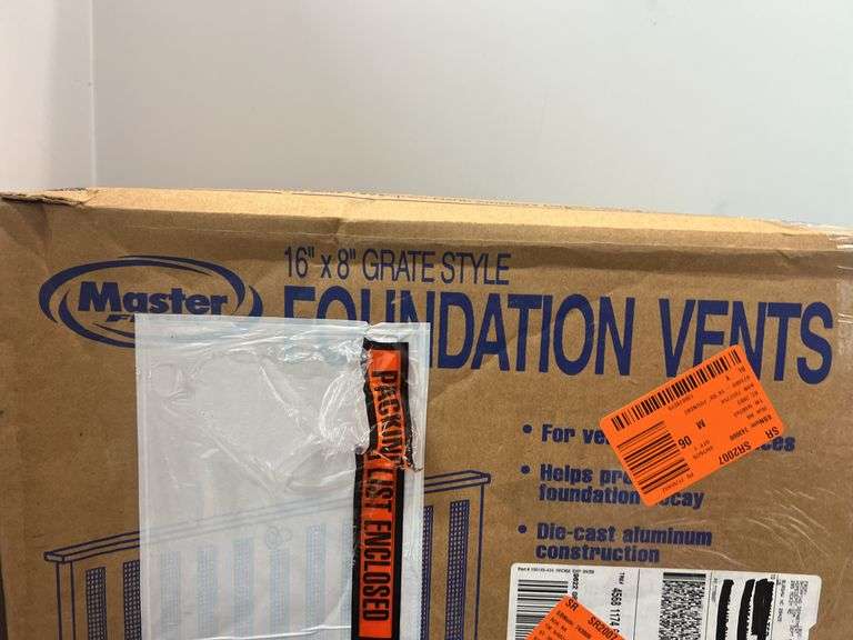 (6) MASTER FLOW FOUNDATION VENTS W/ BOX - Earl's Auction Company