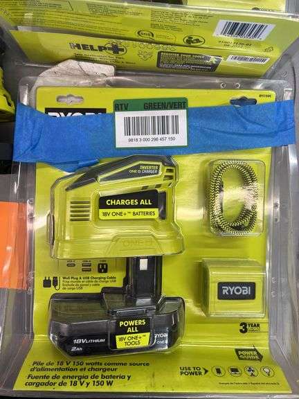 (3) RYOBI 18V POWER SOURCES & CHARGERS - Earl's Auction Company
