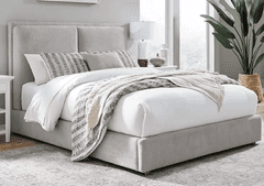 BECKI OWENS HARPER UPHOLSTERED BED IN BOXES - SAND - Earl's Auction Company