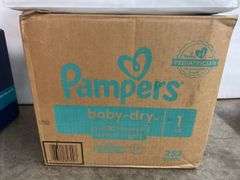 BOX OF DIAPERS & (2) PACKS - SIZE 1 - Earl's Auction Company