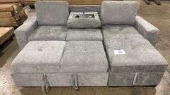 TREVOR CONERTIBLE MEDIA SLEEPER SOFA - GREY - Earl's Auction Company