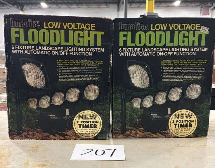 (2) LUNALITE LOW VOLTAGE FLOODLIGHTS IN BOX (SEALED) - Earl's Auction ...