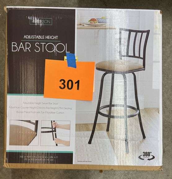 ROBINSON ADJUSTABLE BAR STOOL IN BOX - Earl's Auction Company