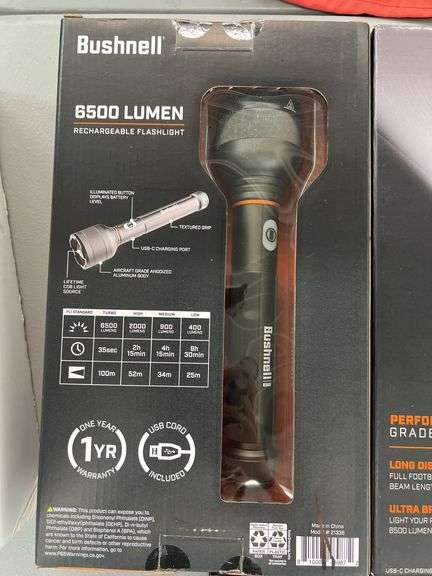 (3) BUSHNELL 6500 LUMEN RECHARGEABLE FLASHLIGHTS IN BOXES - Earl's ...