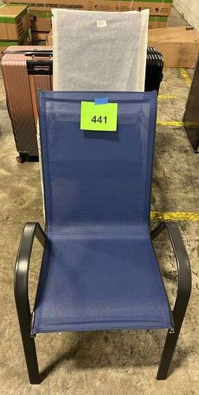 (4) ALL WEATHER STACKING PATIO CHAIRS - BLUE - Earl's Auction Company